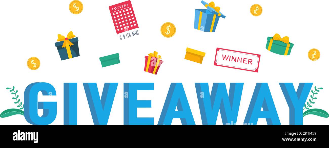 Giveaway Template Hand Drawn Cartoon Flat Illustration with Win a Prize ...