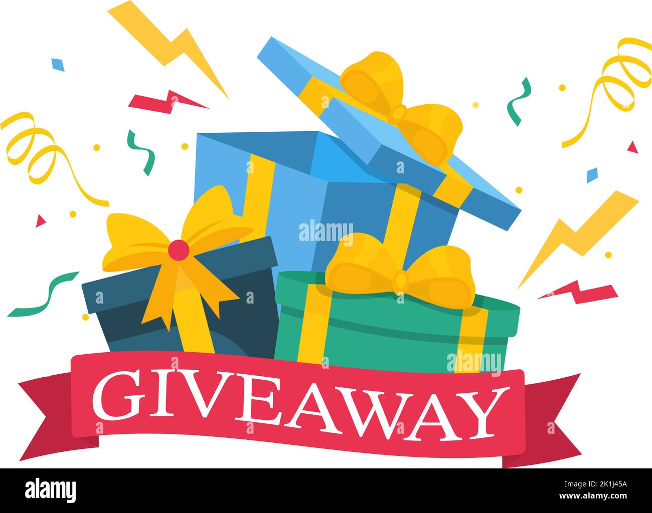 Giveaway Template Hand Drawn Cartoon Flat Illustration with Win a Prize ...