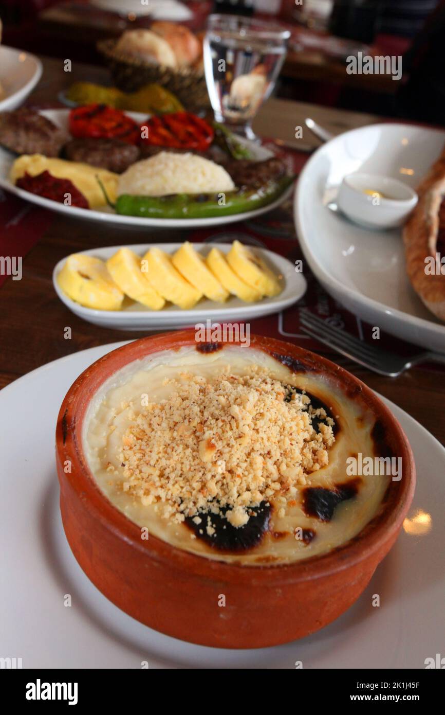Traditional Turkish dessert 'Rice pudding' (Turkish: Sutlac) on the ...