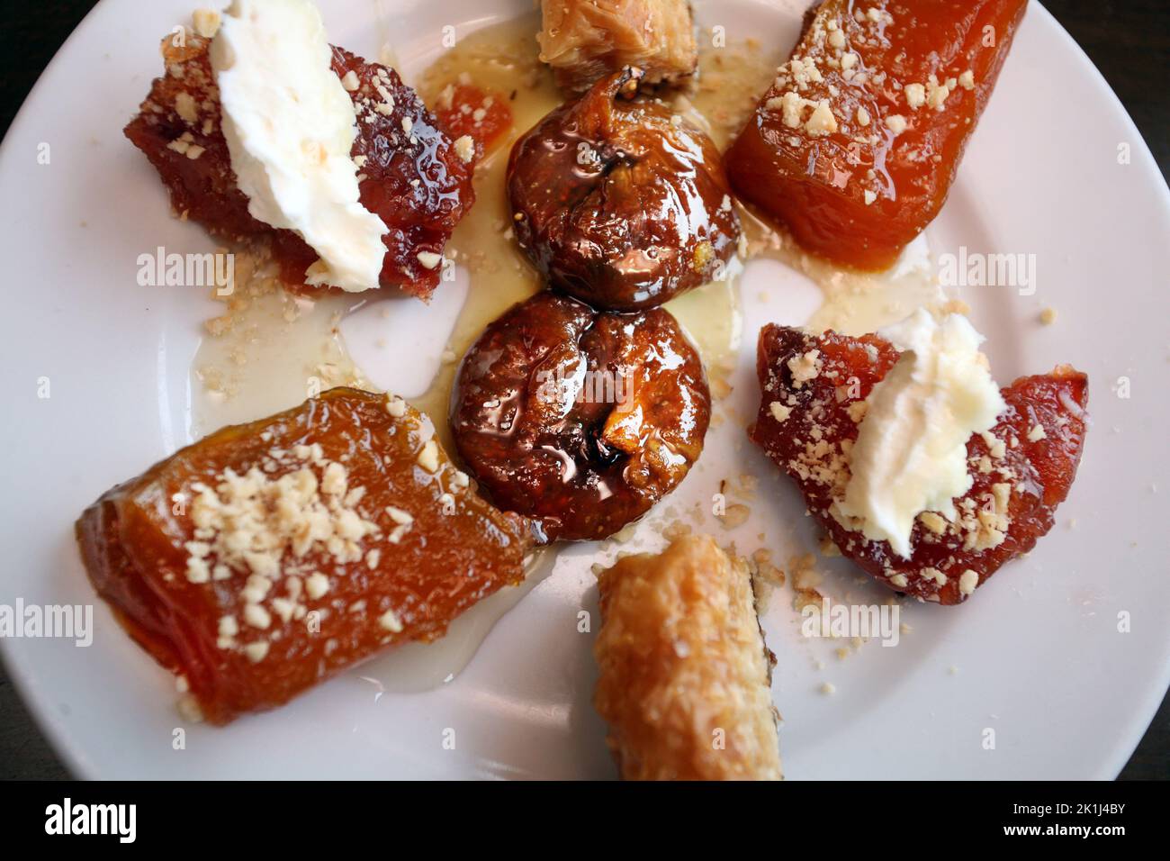 Mixed Turkish traditional desserts plate. (Pumpkin Dessert, Baklawa ...