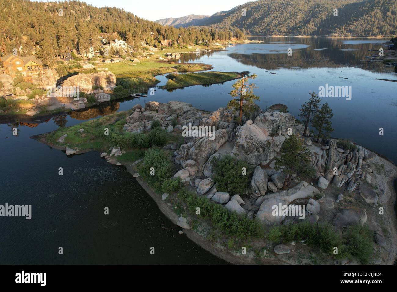 An aerial view of a beautiful rocky landscape with wild nature and a ...