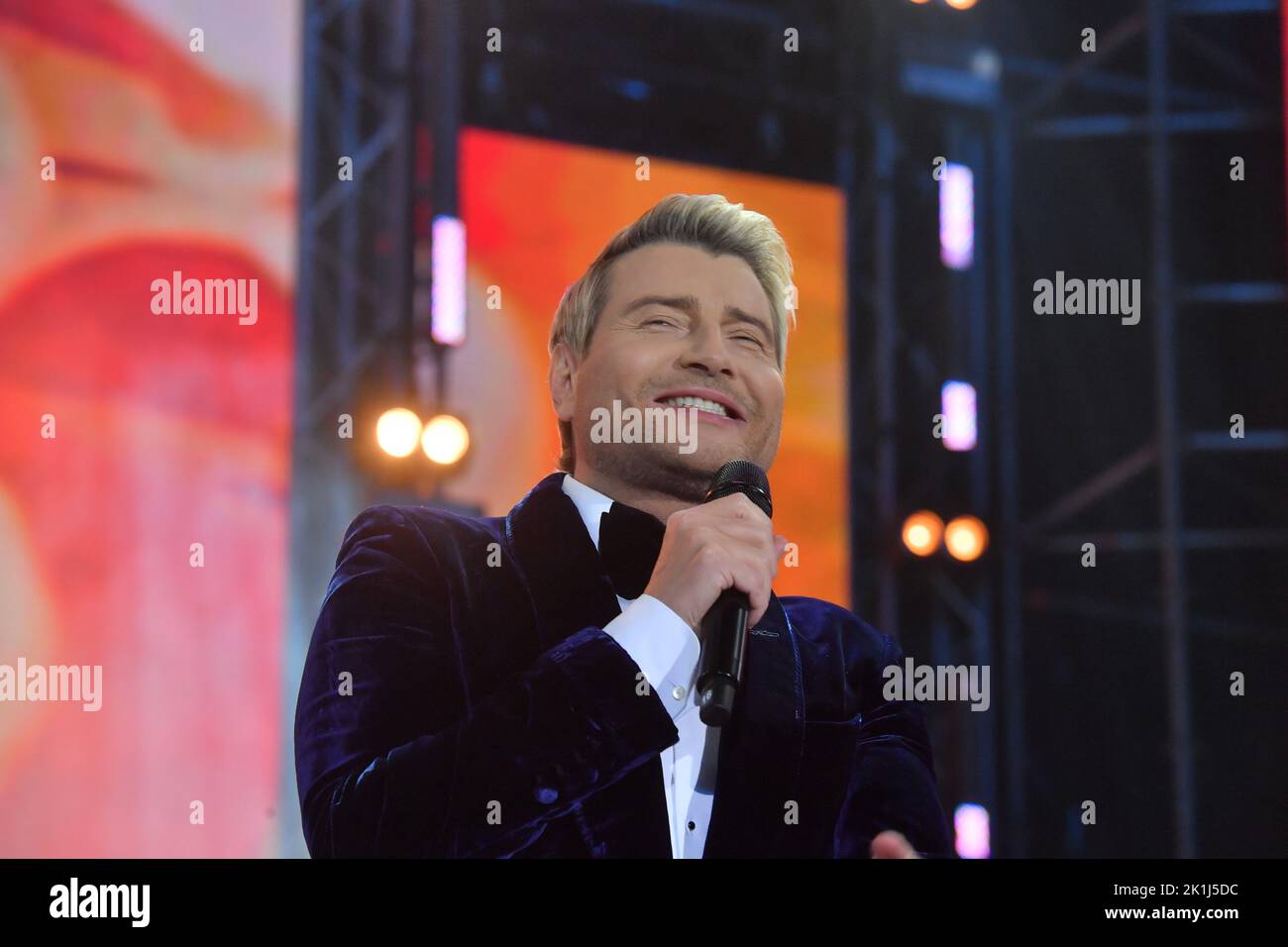 Moscow. The singer Nikolay Baskov during performance at a concert of ...