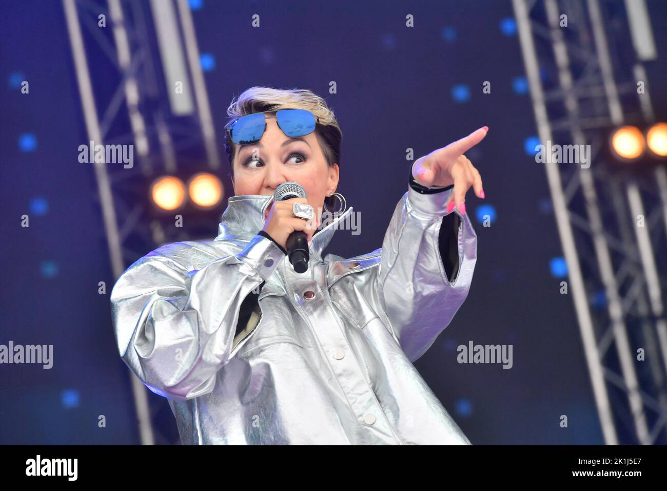 Moscow. The singer Katya Lel during performance at a concert of Muz-tv ...