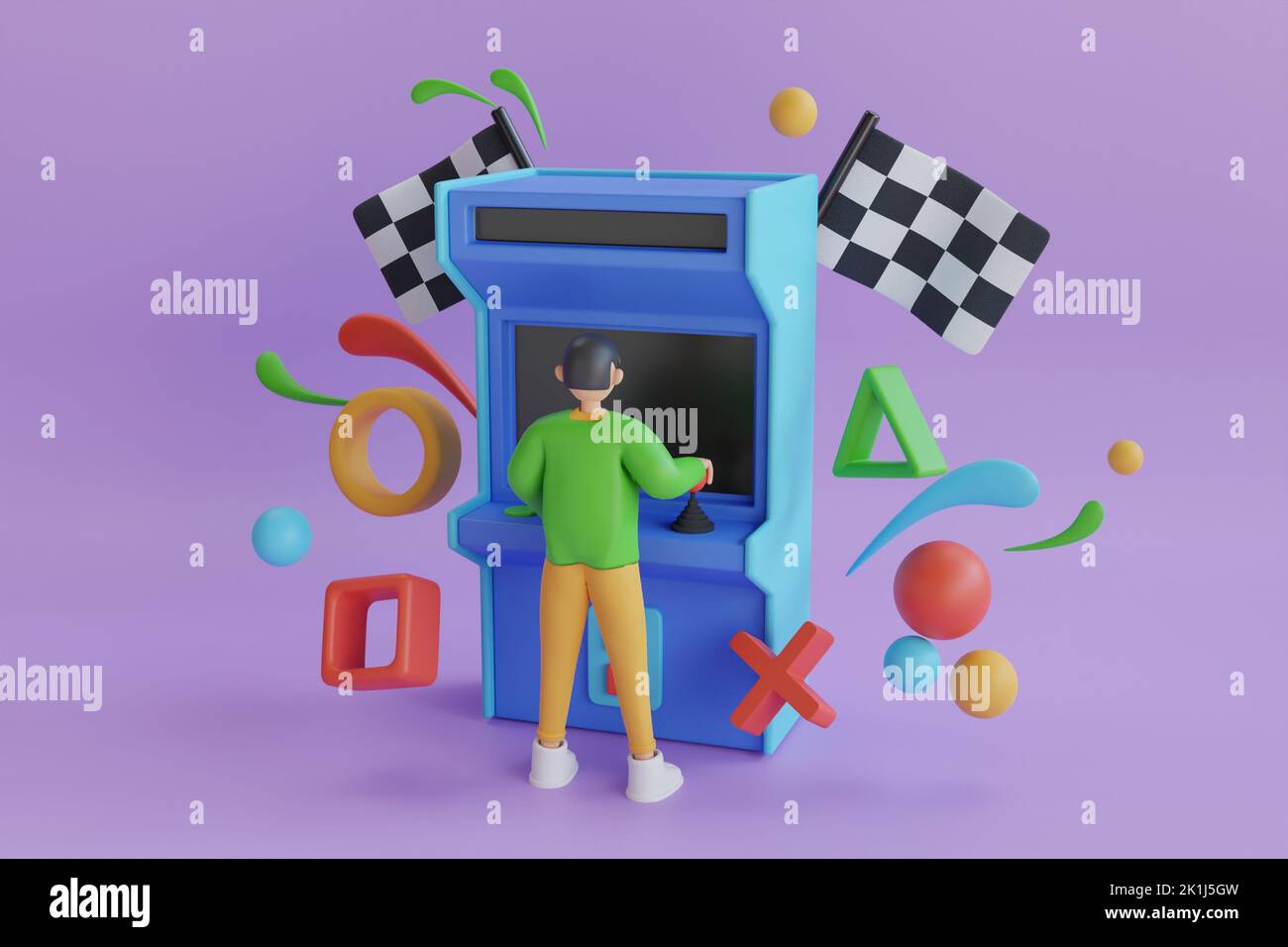 3D Playing Game cabinet. Retro Arcade Machine With Blank Screen ...