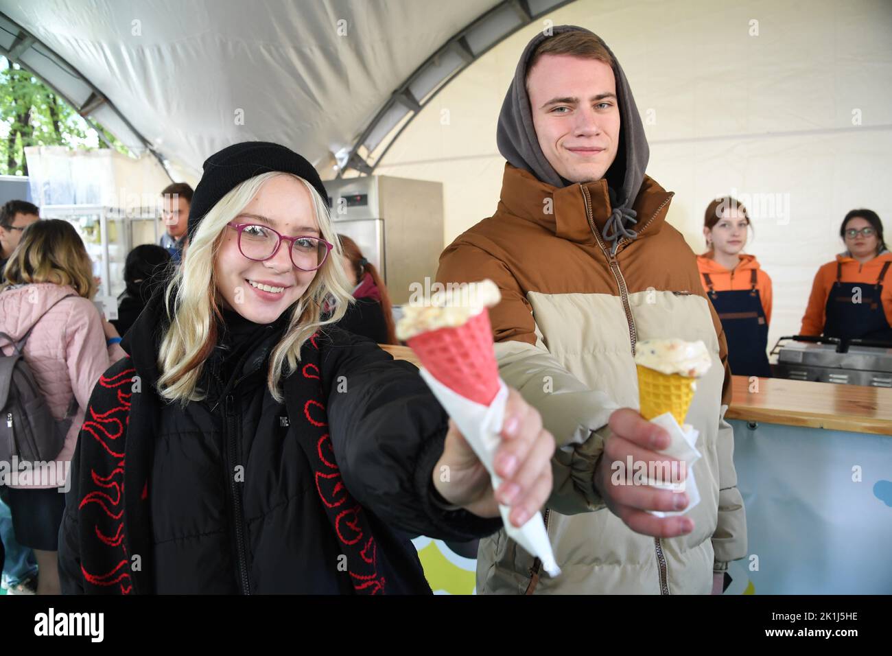 Moscow. Visitors during the Ice Cream 2022 festival in the territory of ...
