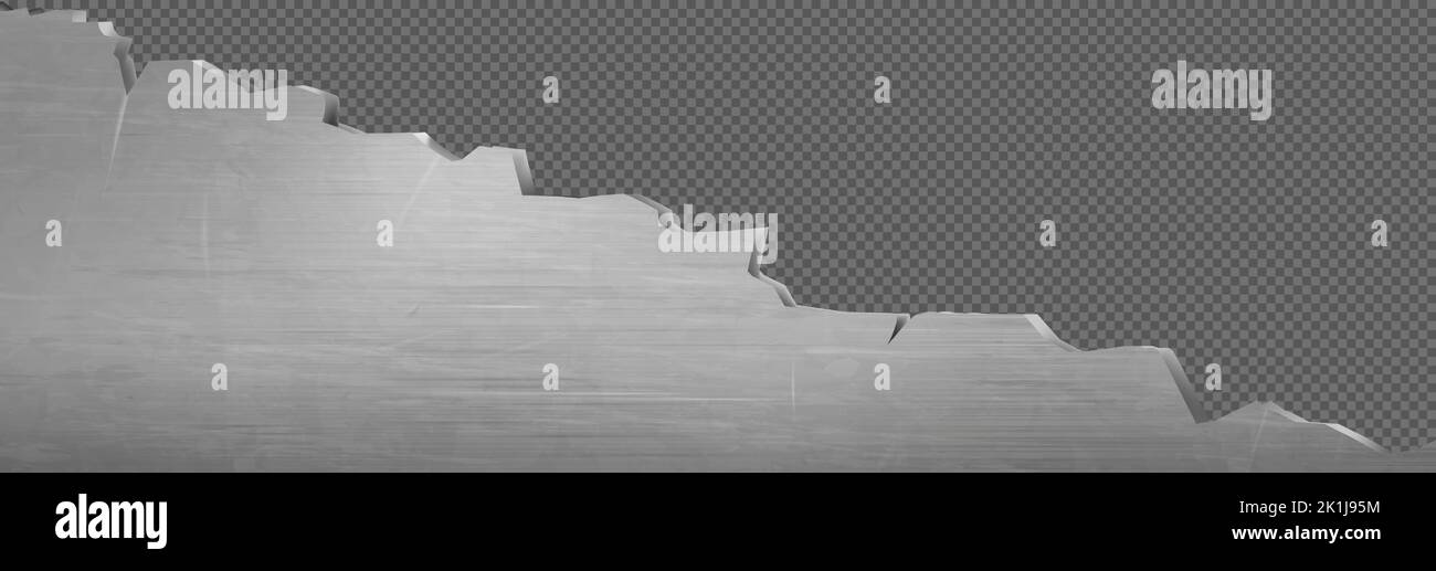 Metal rip border with ragged edges, diagonal steel sheet with scratches ...