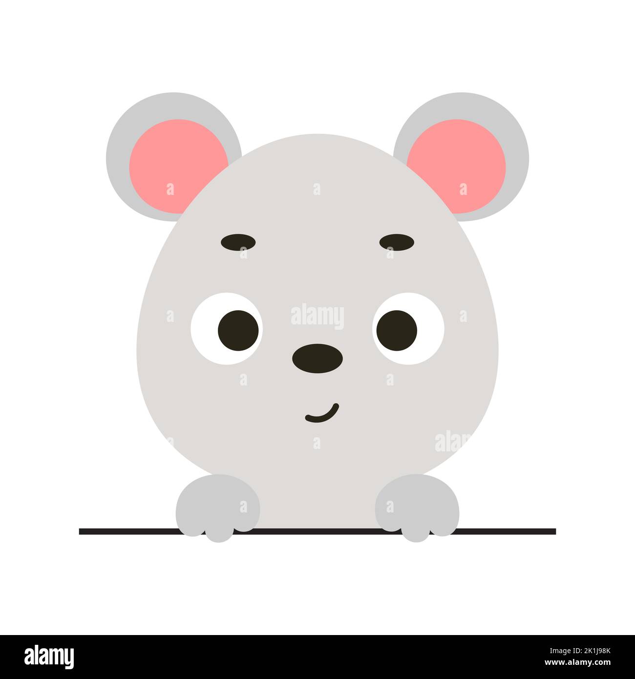 Cute little mouse head with closed eyes. Cartoon animal character for ...