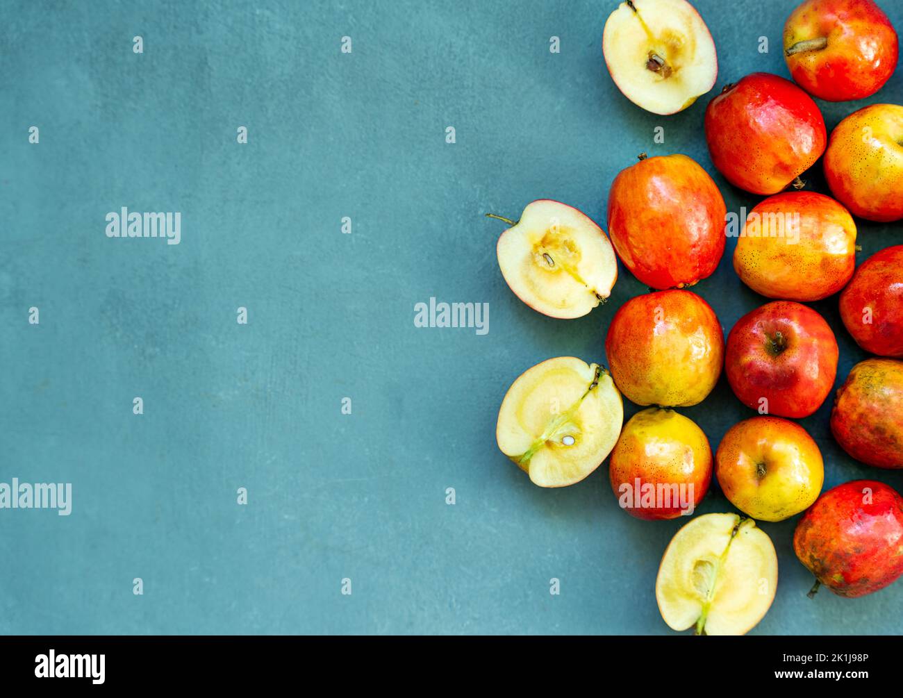 Fresh red apples on a gray background. Fruit. View from above. Free ...