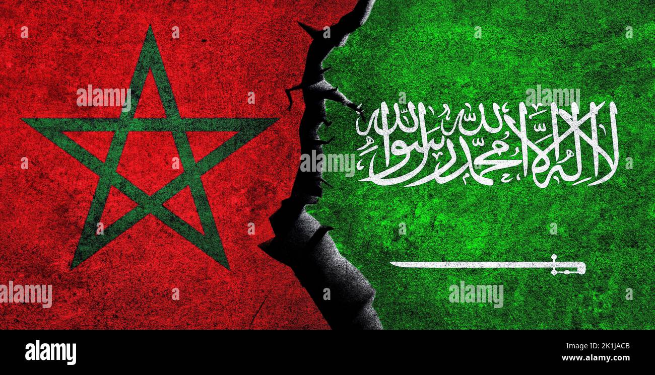 Saudi Arabia and Morocco flags together. Morocco and Saudi Arabia ...