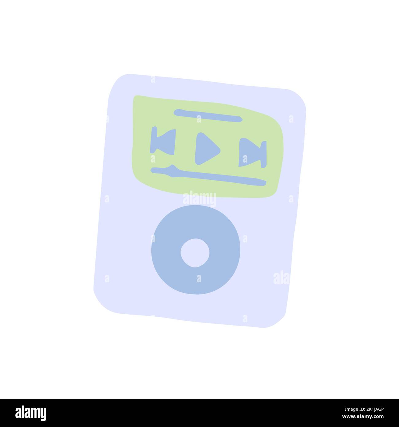Hand-drawn cute isolated clipart illustration of y2k old mp3 player ...