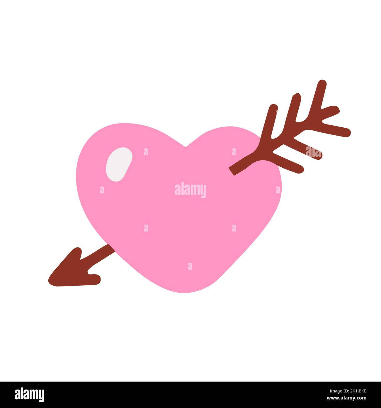 Hand-drawn cute isolated clipart illustration of heart with arrow Stock ...