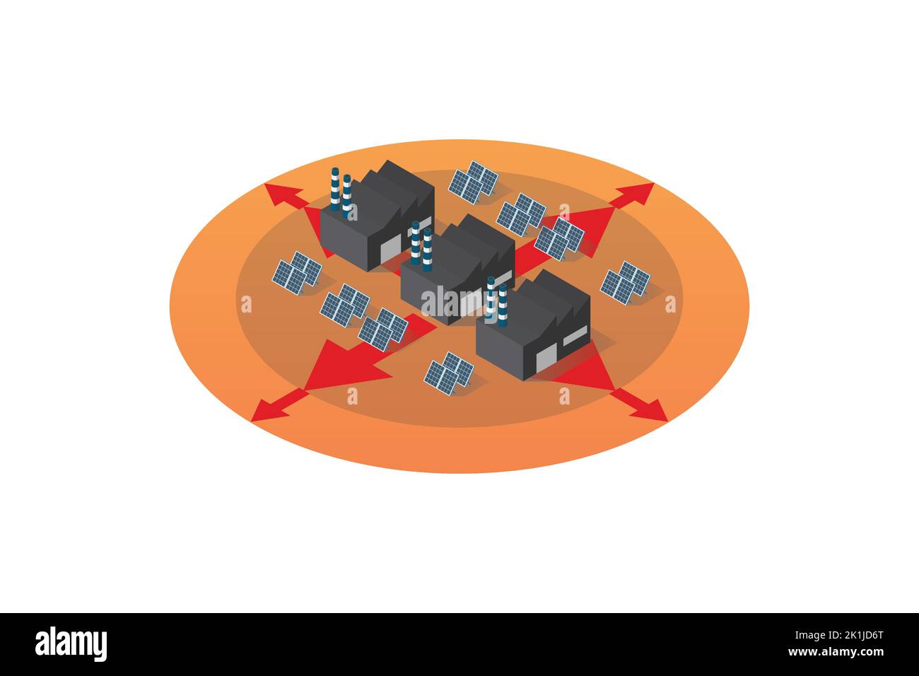 Isometric of expanded industrial district zone. City expand concept ...