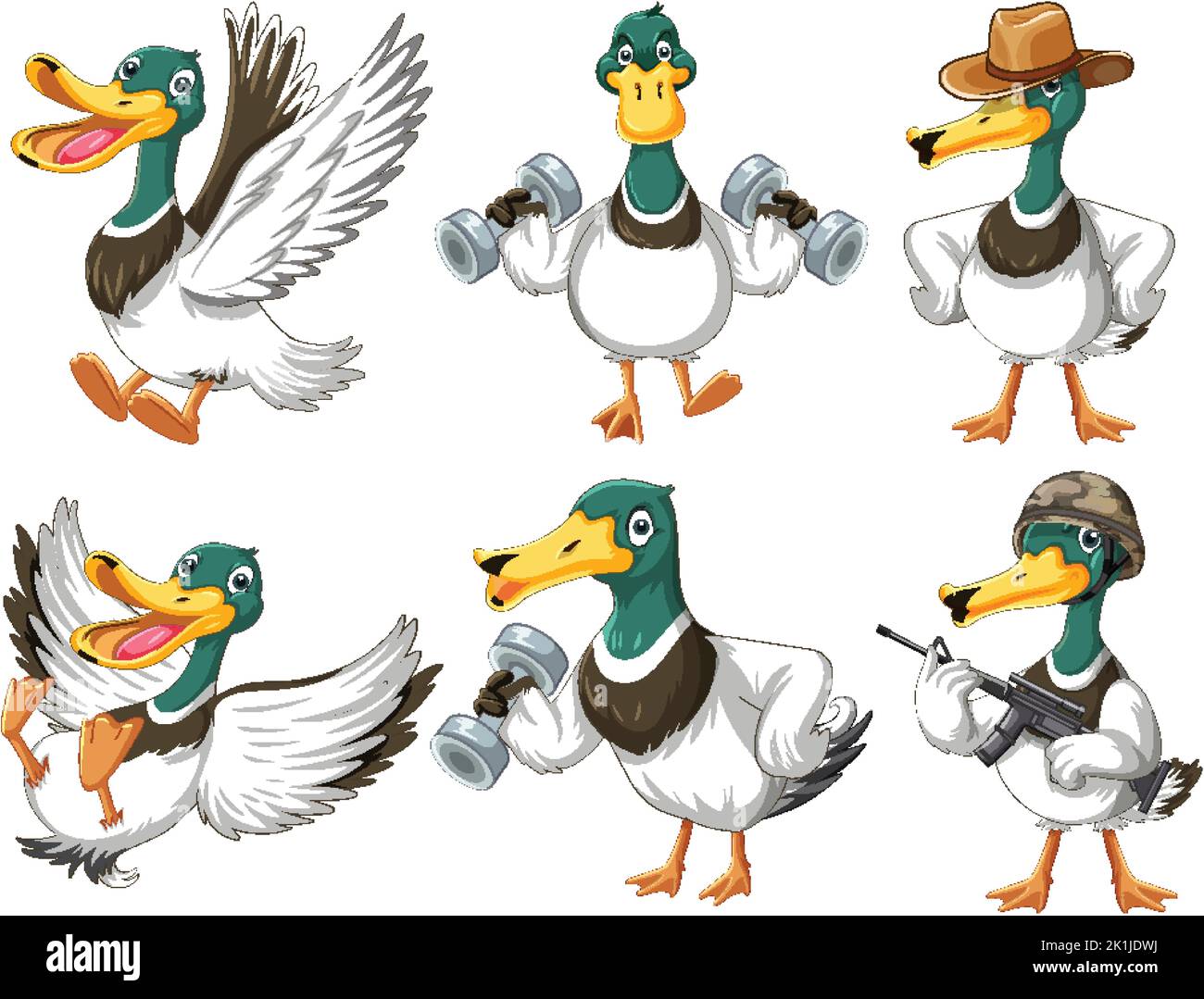 Set of different ducks cartoon character illustration Stock Vector Image & Art - Alamy