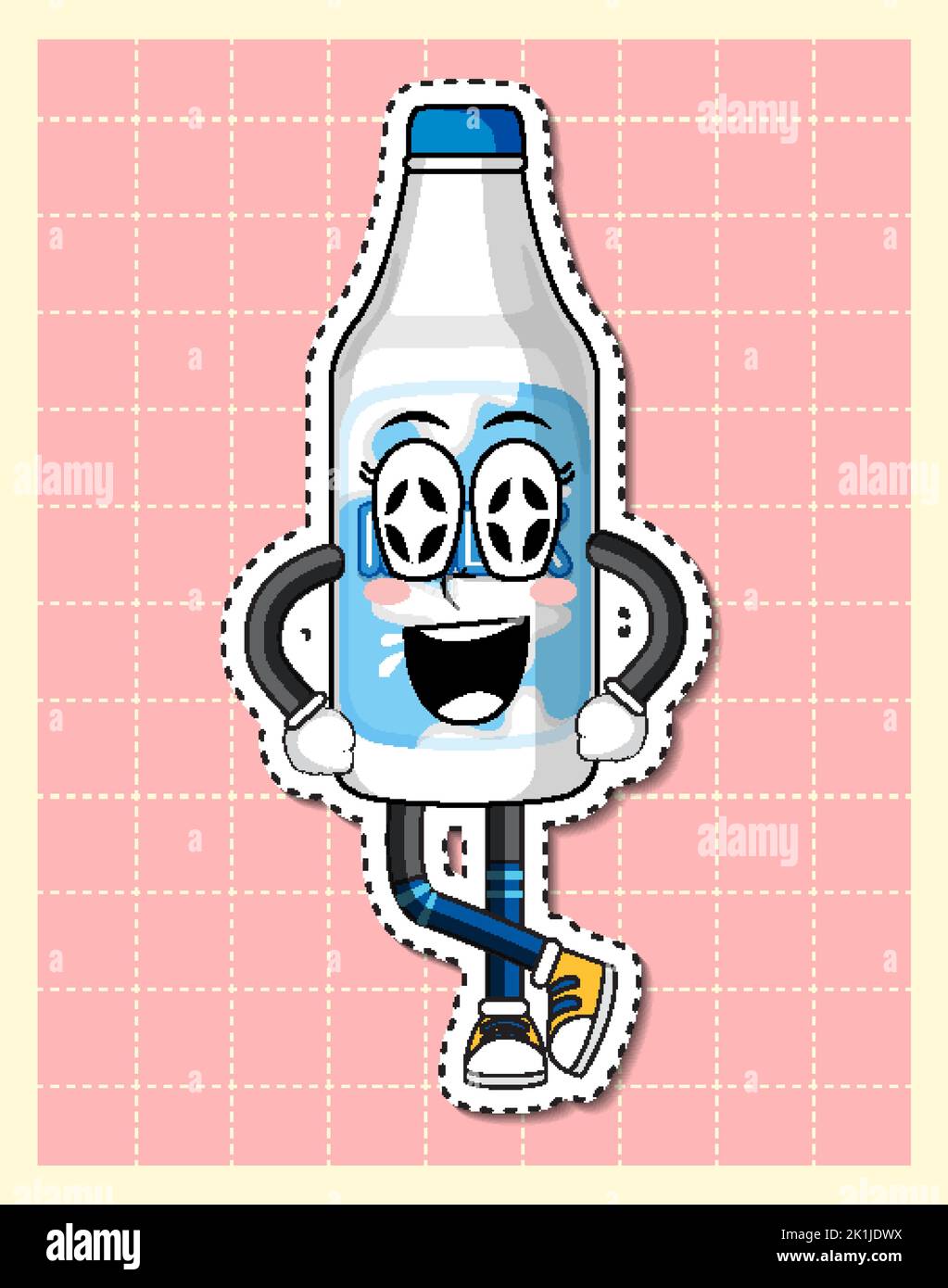 Milk cartoon character on grid background illustration Stock Vector ...
