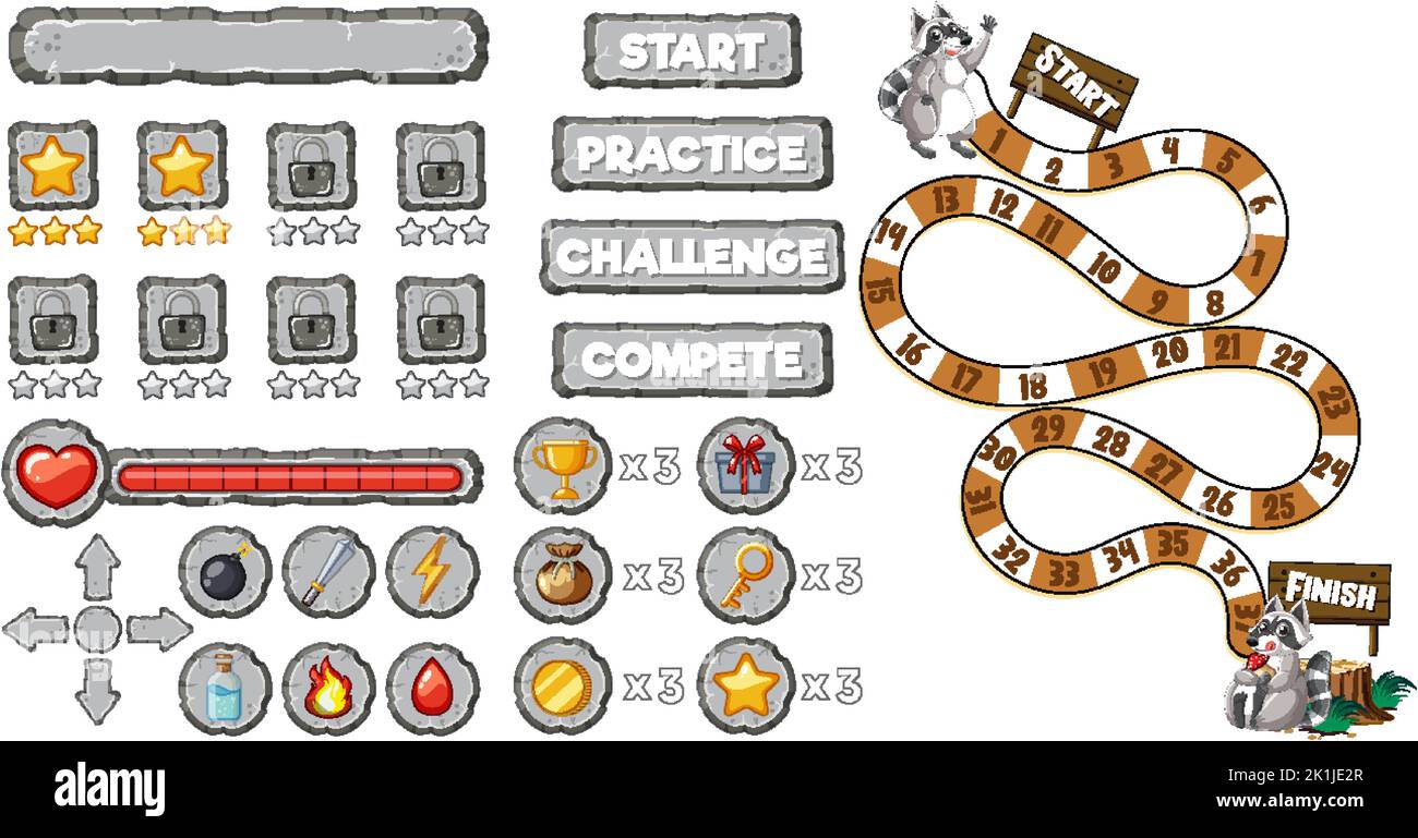 Game element template design set illustration Stock Vector Image & Art ...