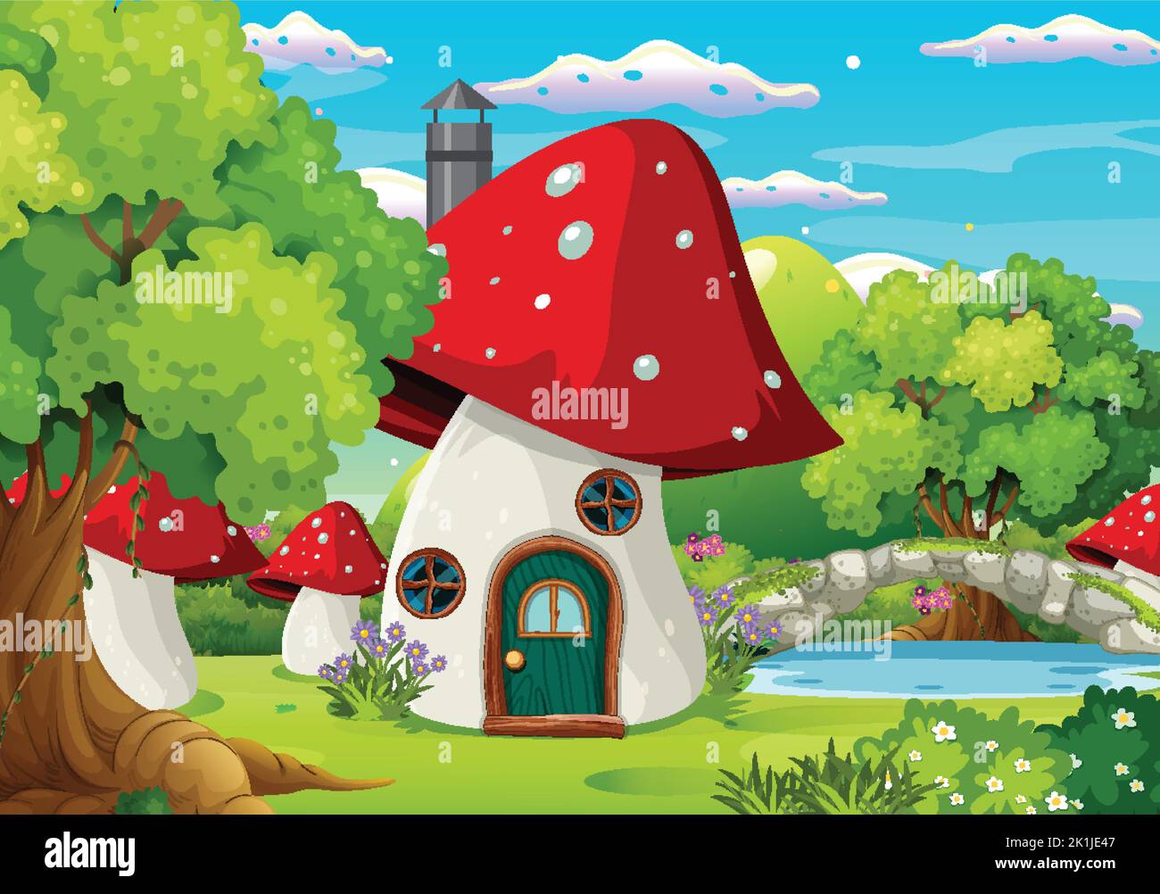 Fantasy forest cartoon background illustration Stock Vector Image & Art ...