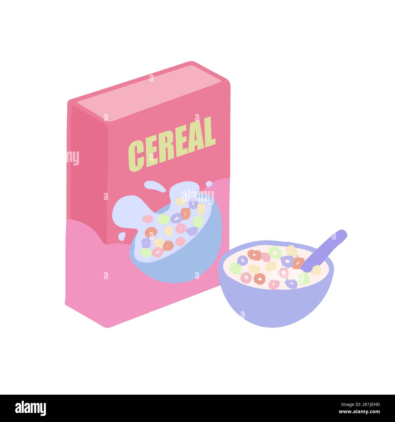 Hand Drawn Cute Isolated Clipart Illustration Of Breakfast Cereal With