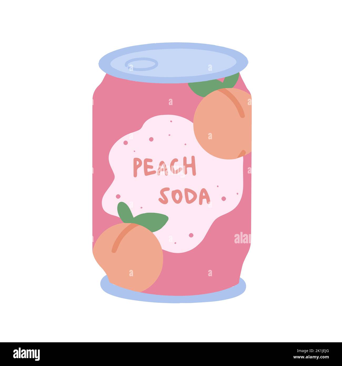 Hand-drawn cute isolated clipart illustration of peach soda can ...