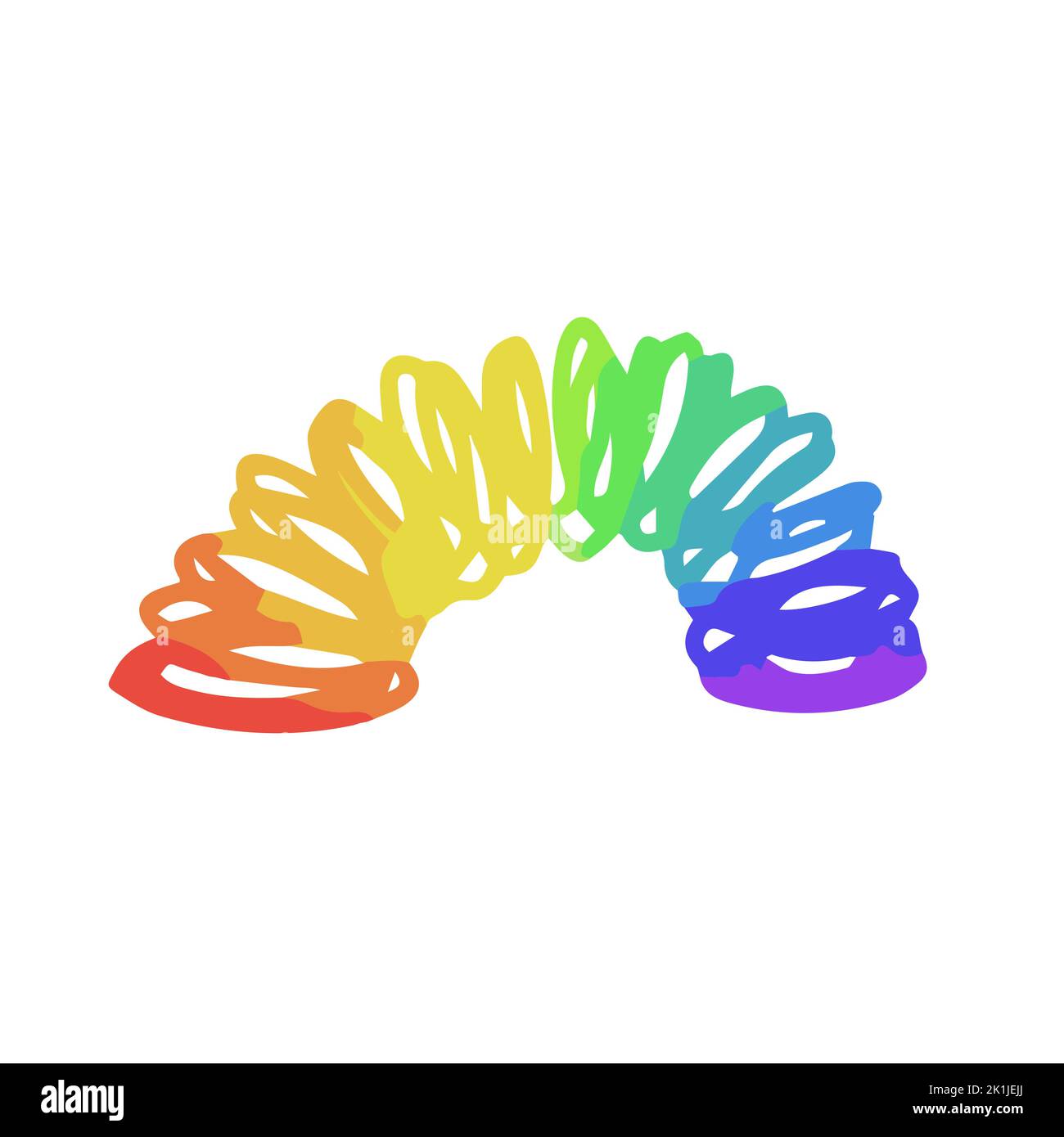 Hand-drawn cute isolated clipart illustration of jumping rainbow spring ...