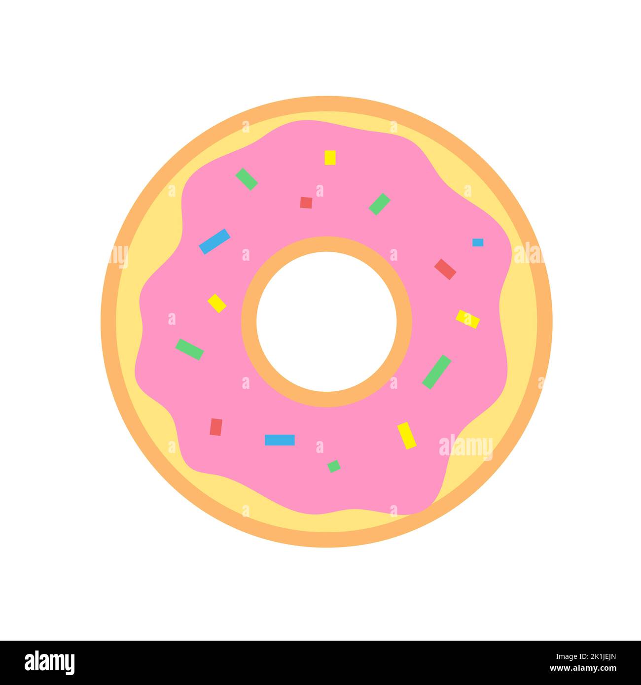 Hand-drawn cute isolated clipart illustration of donut with pink icing ...