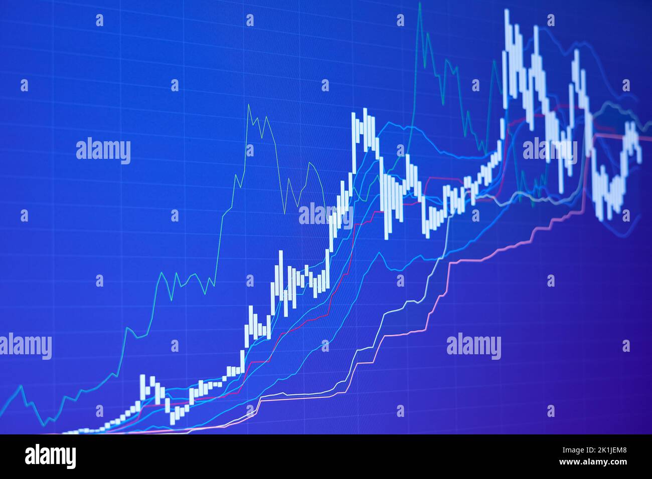 Rising stock market chart on blue background Stock Photo - Alamy