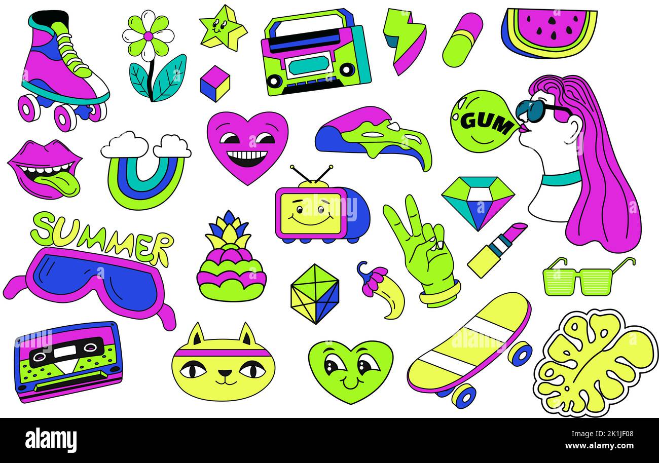 Retro stickers and labels from 90s style vector Stock Vector Image ...
