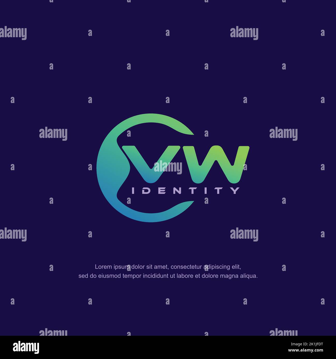 VW Initial letter circular line logo template vector with gradient ...