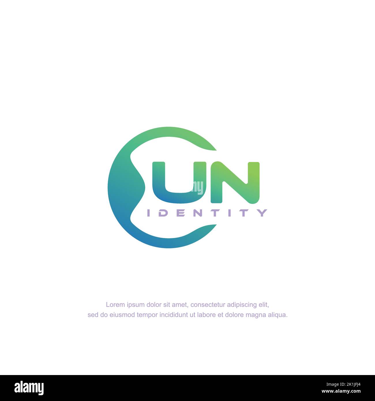 UN Initial letter circular line logo template vector with gradient ...