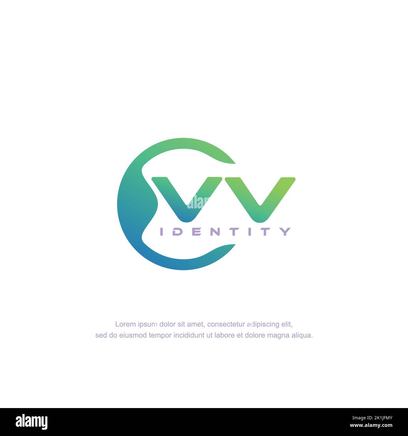 VV Initial letter circular line logo template vector with gradient ...