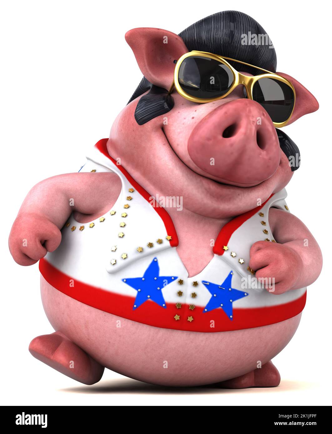 Fun 3D cartoon illustration of a pig rocker Stock Photo - Alamy