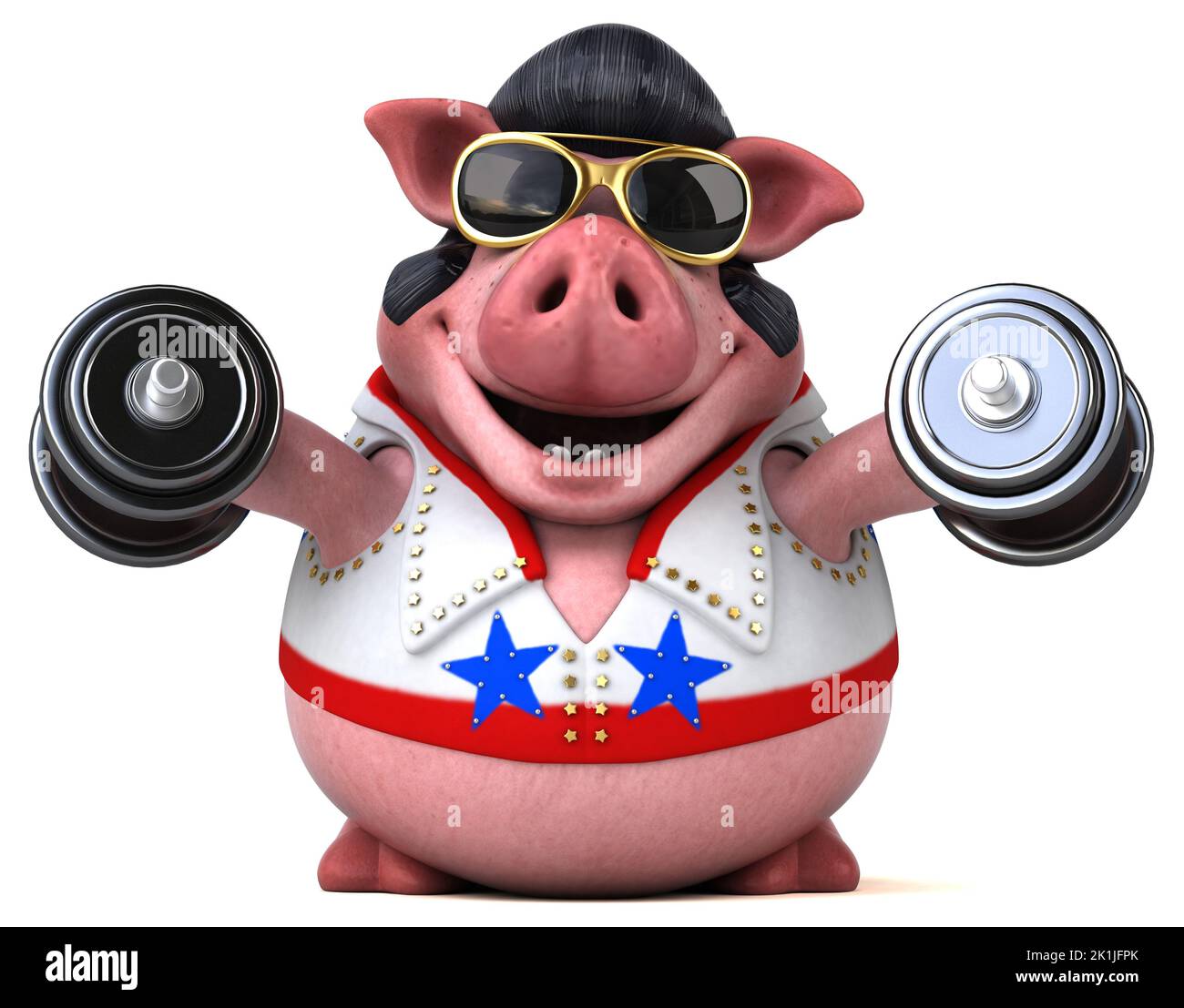 Fun 3D cartoon illustration of a pig rocker Stock Photo - Alamy