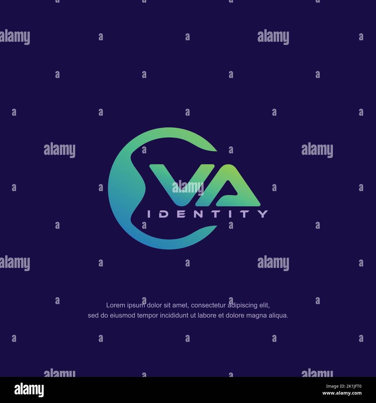 VA Initial letter circular line logo template vector with gradient ...