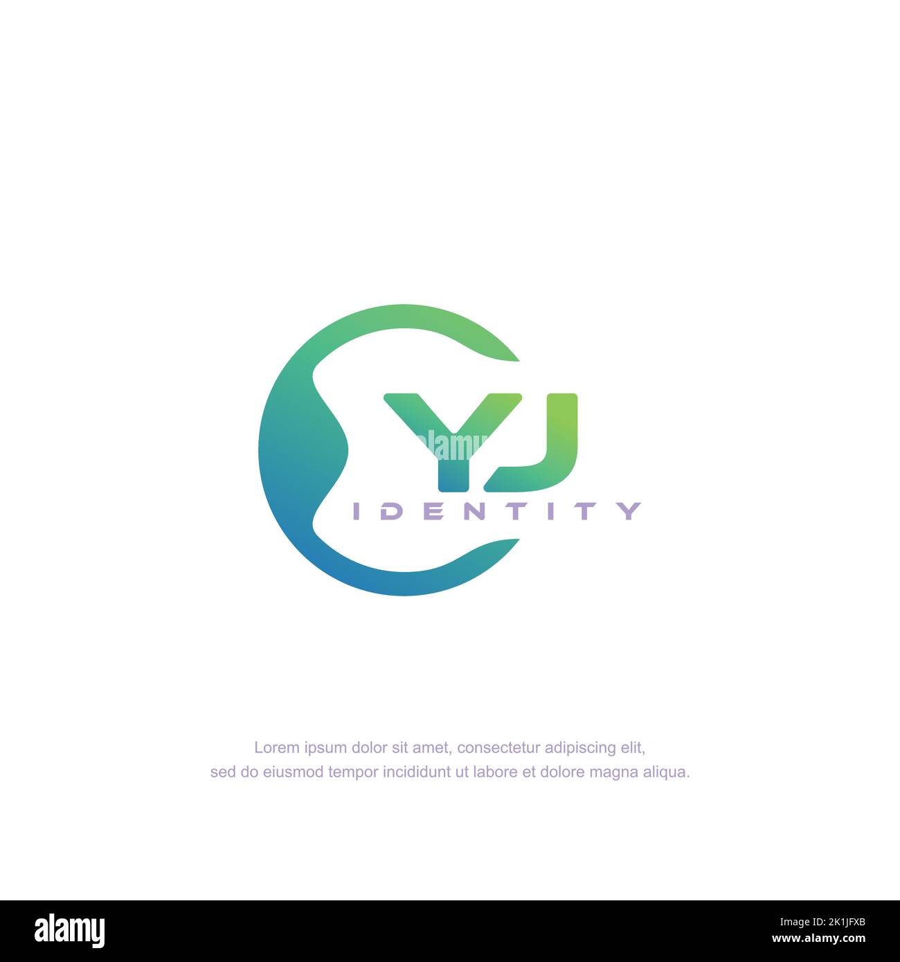 YJ Initial letter circular line logo template vector with gradient ...