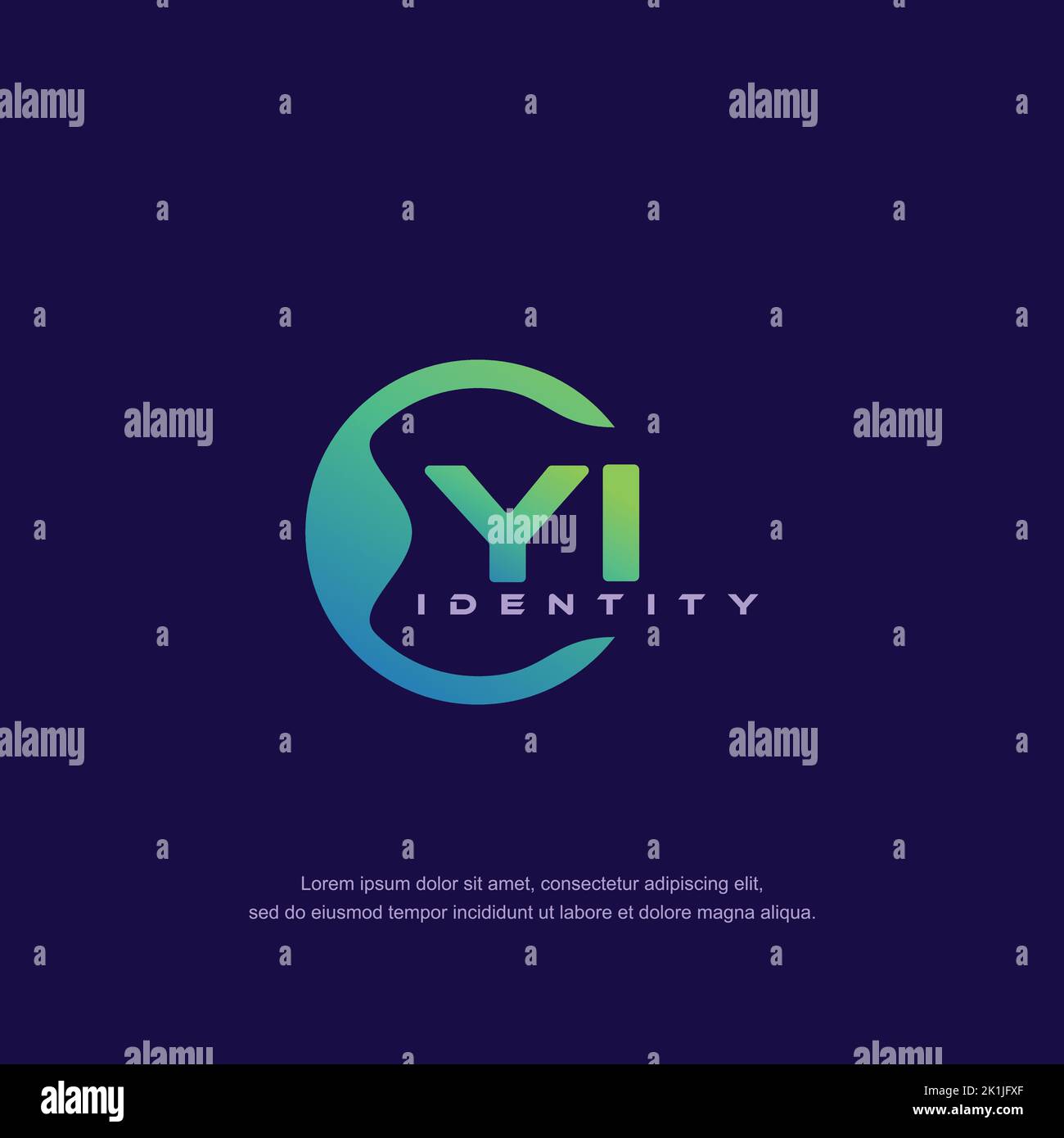 YI Initial letter circular line logo template vector with gradient ...