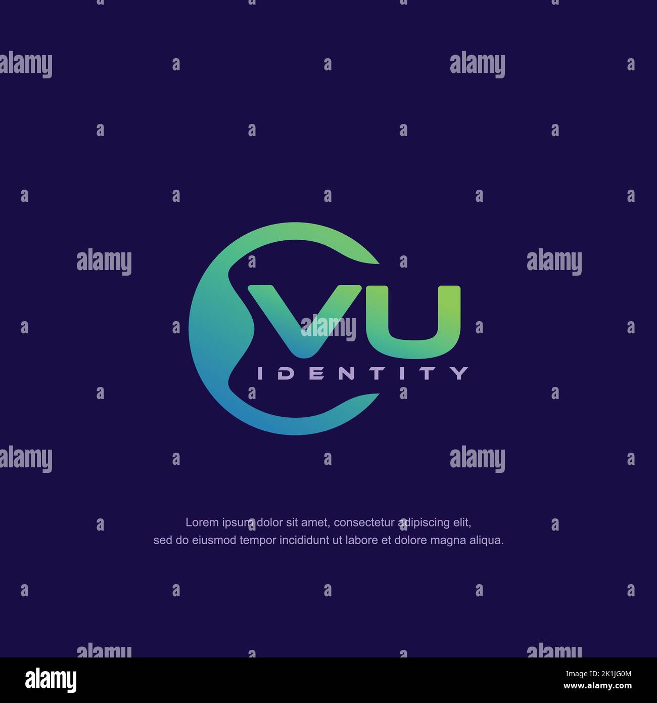 VU Initial letter circular line logo template vector with gradient ...