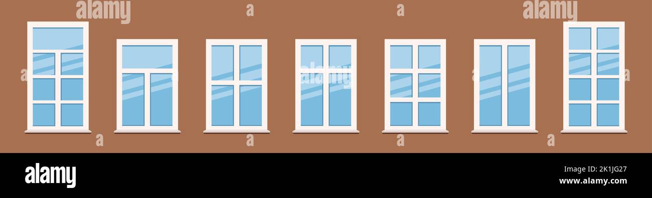 Windows in white frames. Set windows icon. collection Various windows ...