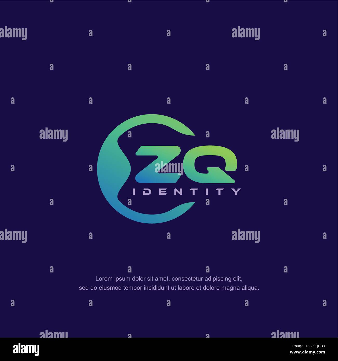 ZQ Initial letter circular line logo template vector with gradient ...