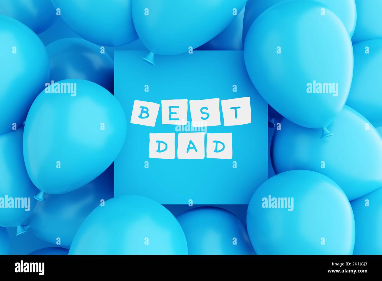Blue sign frame with the message BEST DAD surrounded with blue air ...
