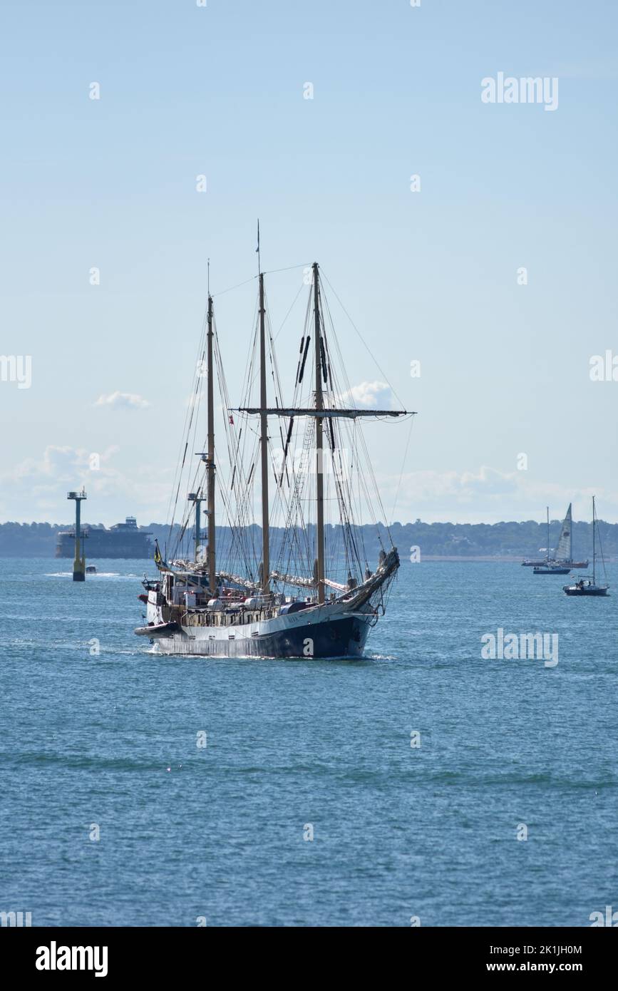 Sailing ship Alva going towards Portsmouth harbour in England with the ...