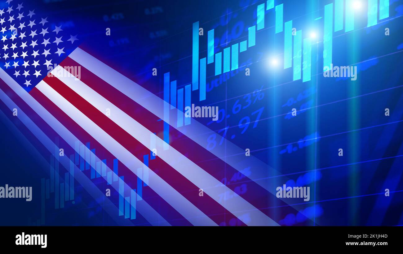 A Stock market background with a USA Flag and market charts Stock Photo ...