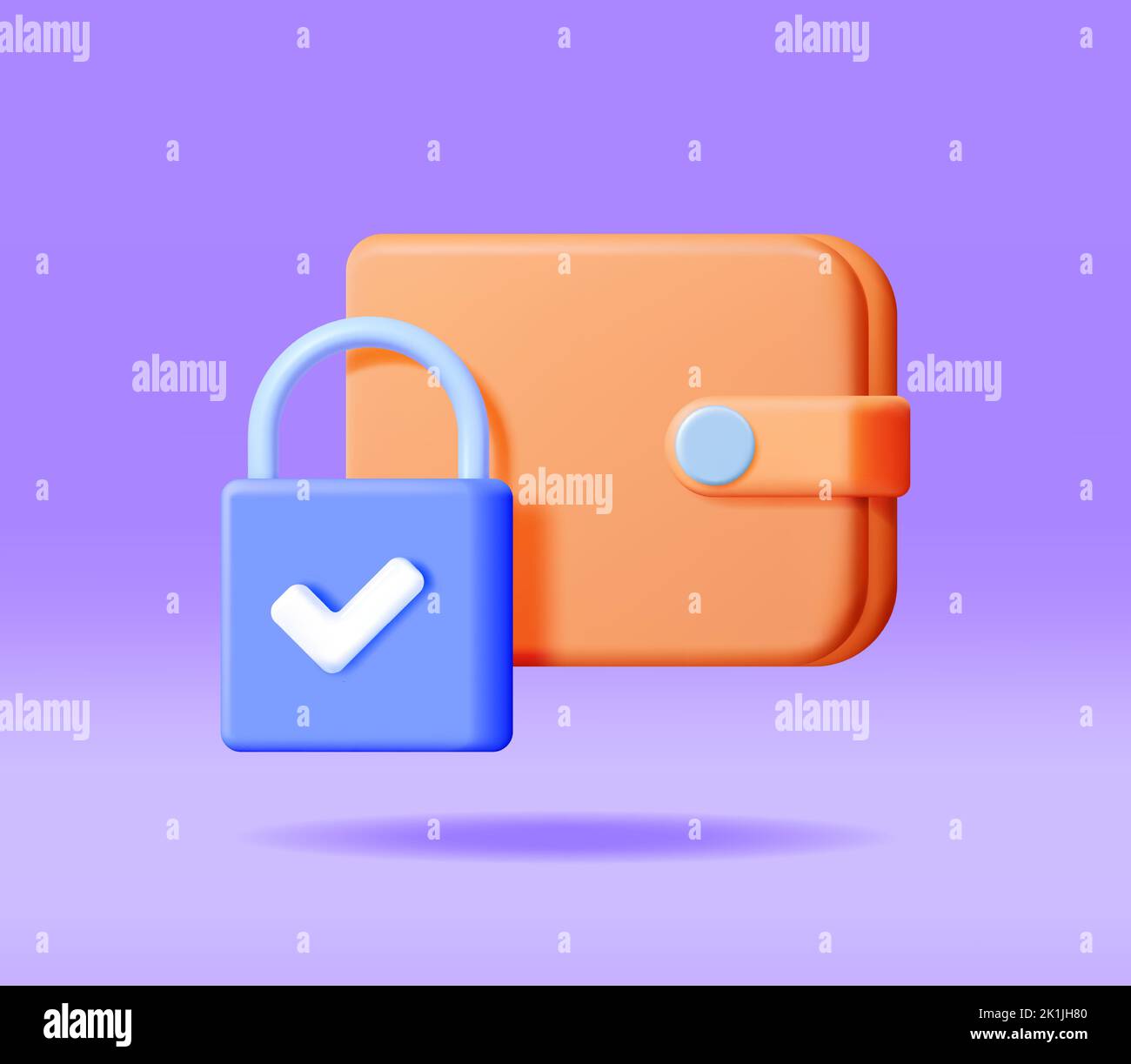 3D Wallet with Padlock Isolated Stock Vector Image & Art - Alamy
