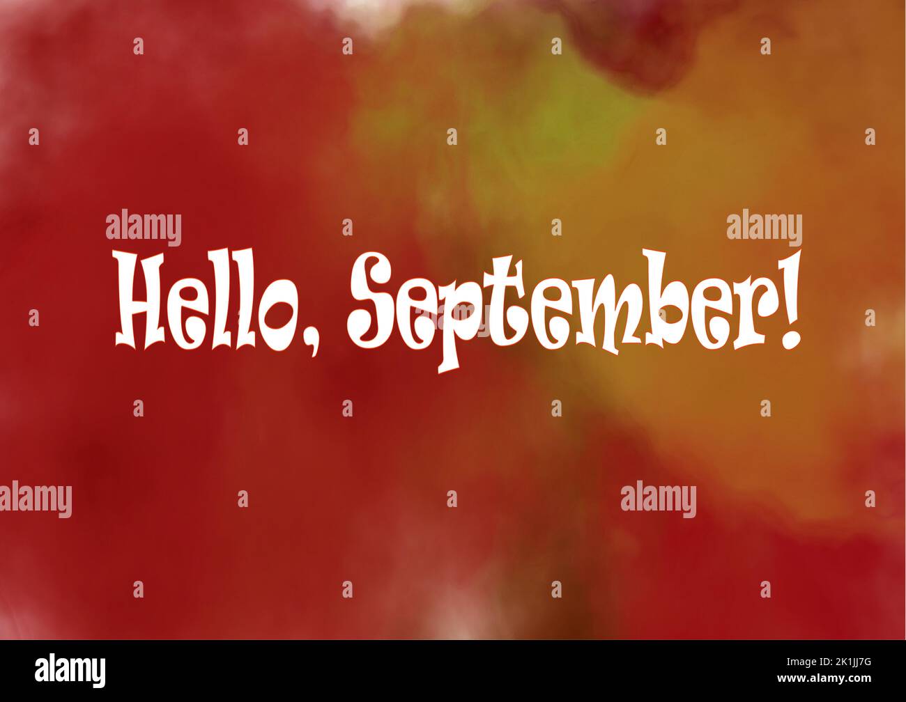 Text Hello September on abstract watercolor background with pastel ...
