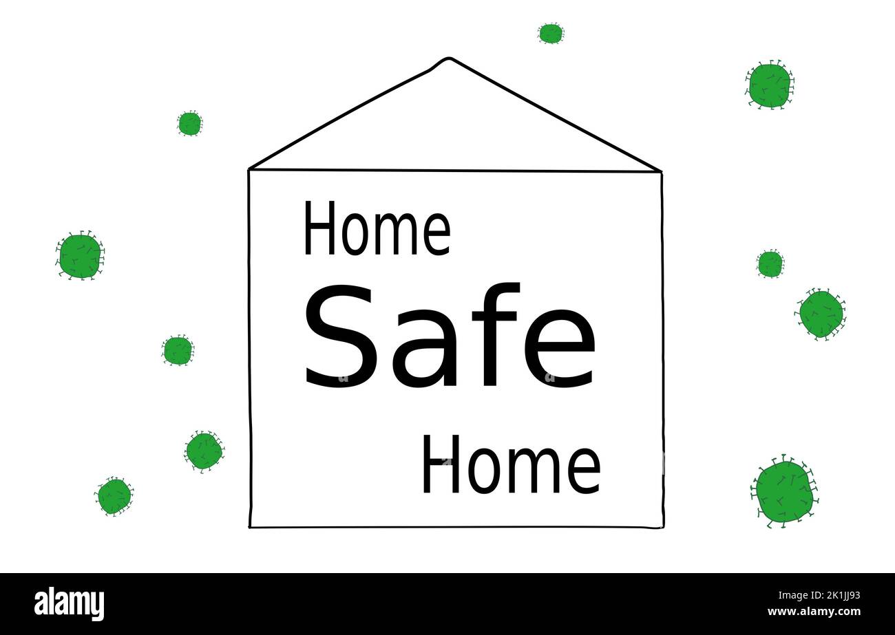 Kids drawing - Coronavirus ( covid-19 ) campaign to stay at home Stock ...