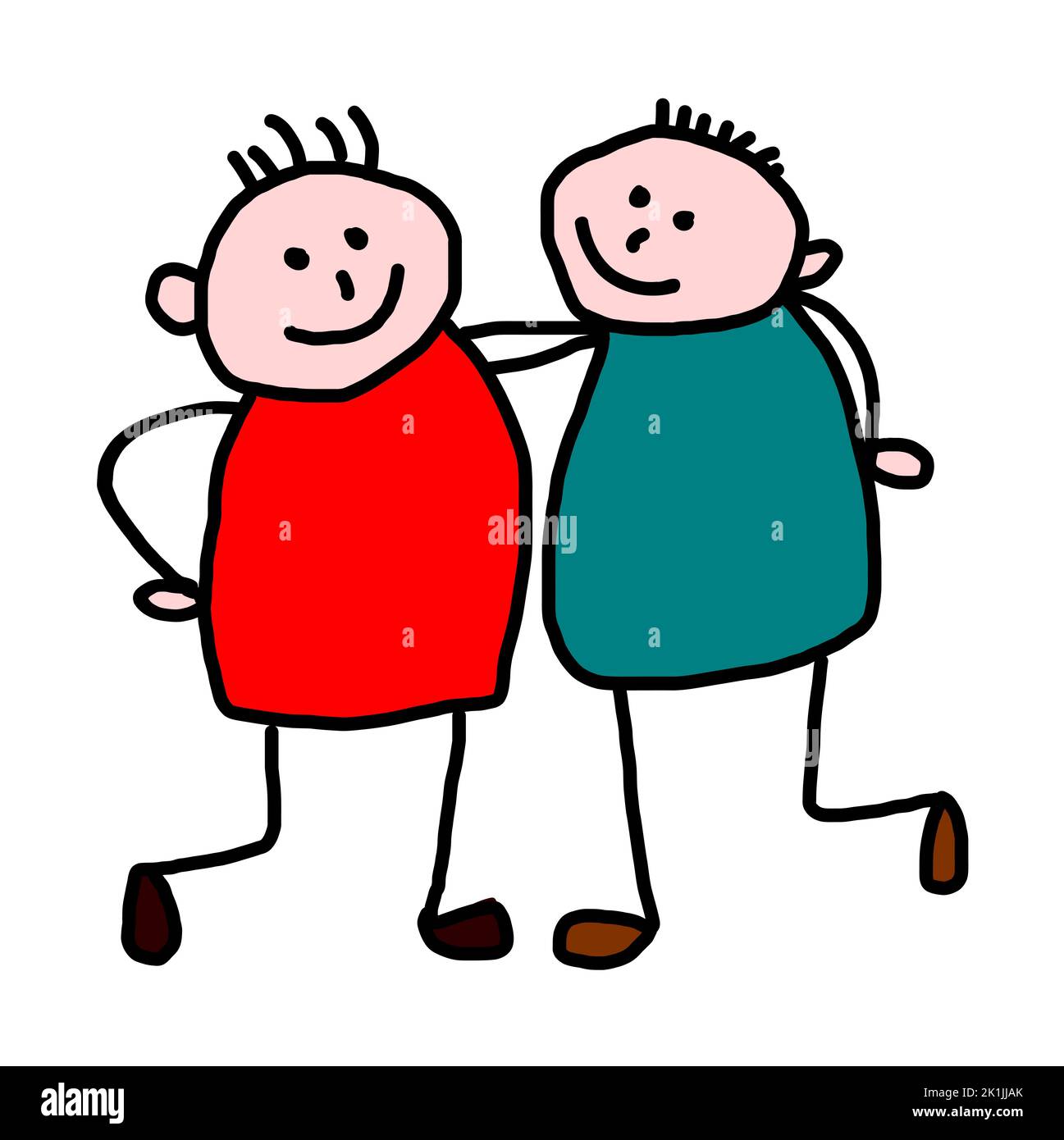 Kids drawing - friends greetig card Stock Photo - Alamy