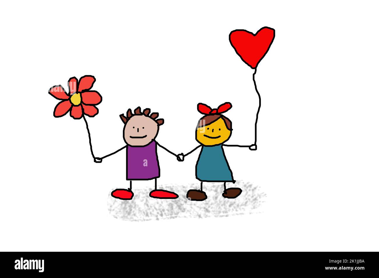 Kids drawing - valentines greeting card Stock Photo - Alamy