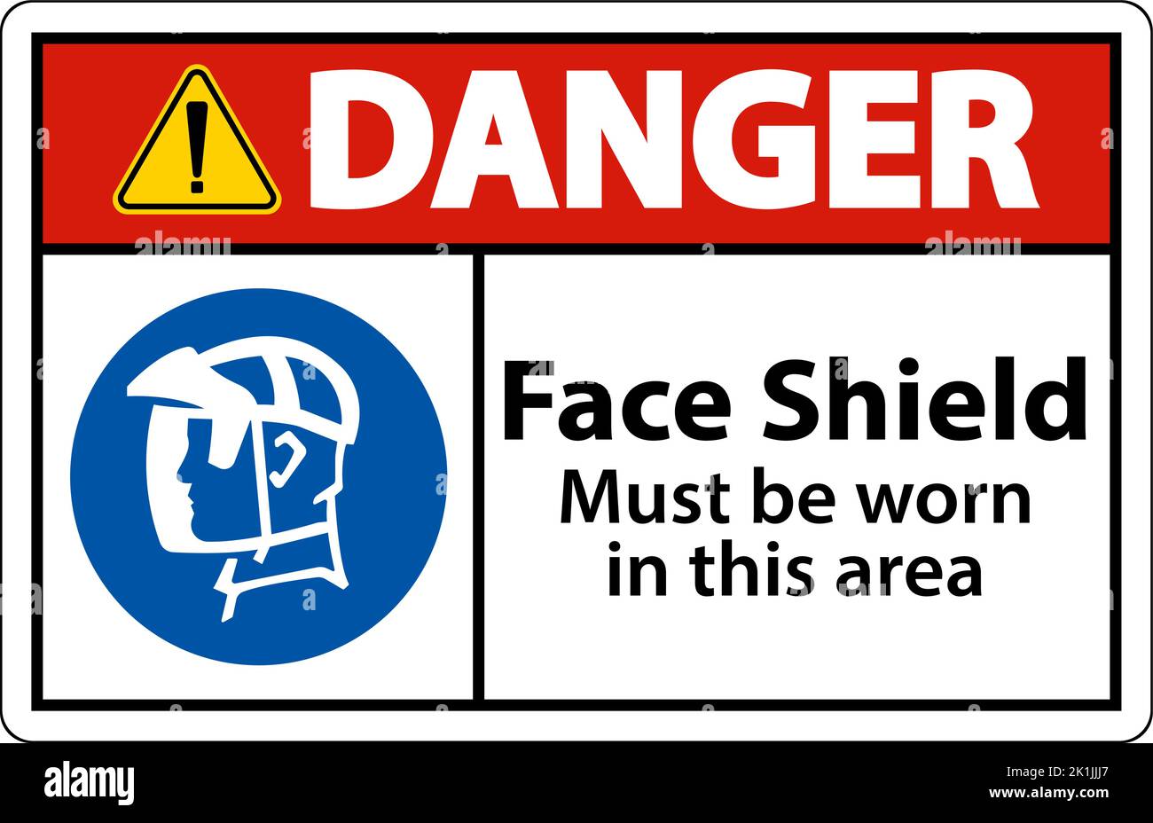 Danger Face Shield Must Be Worn Sign On White Background Stock Vector ...