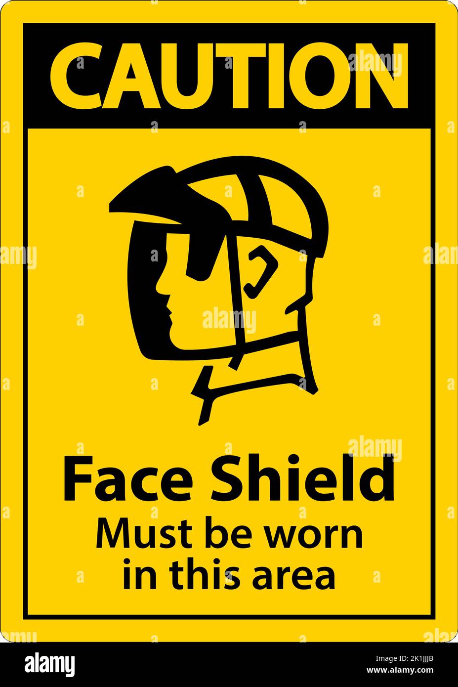 Caution Face Shield Must Be Worn Sign On White Background Stock Vector ...