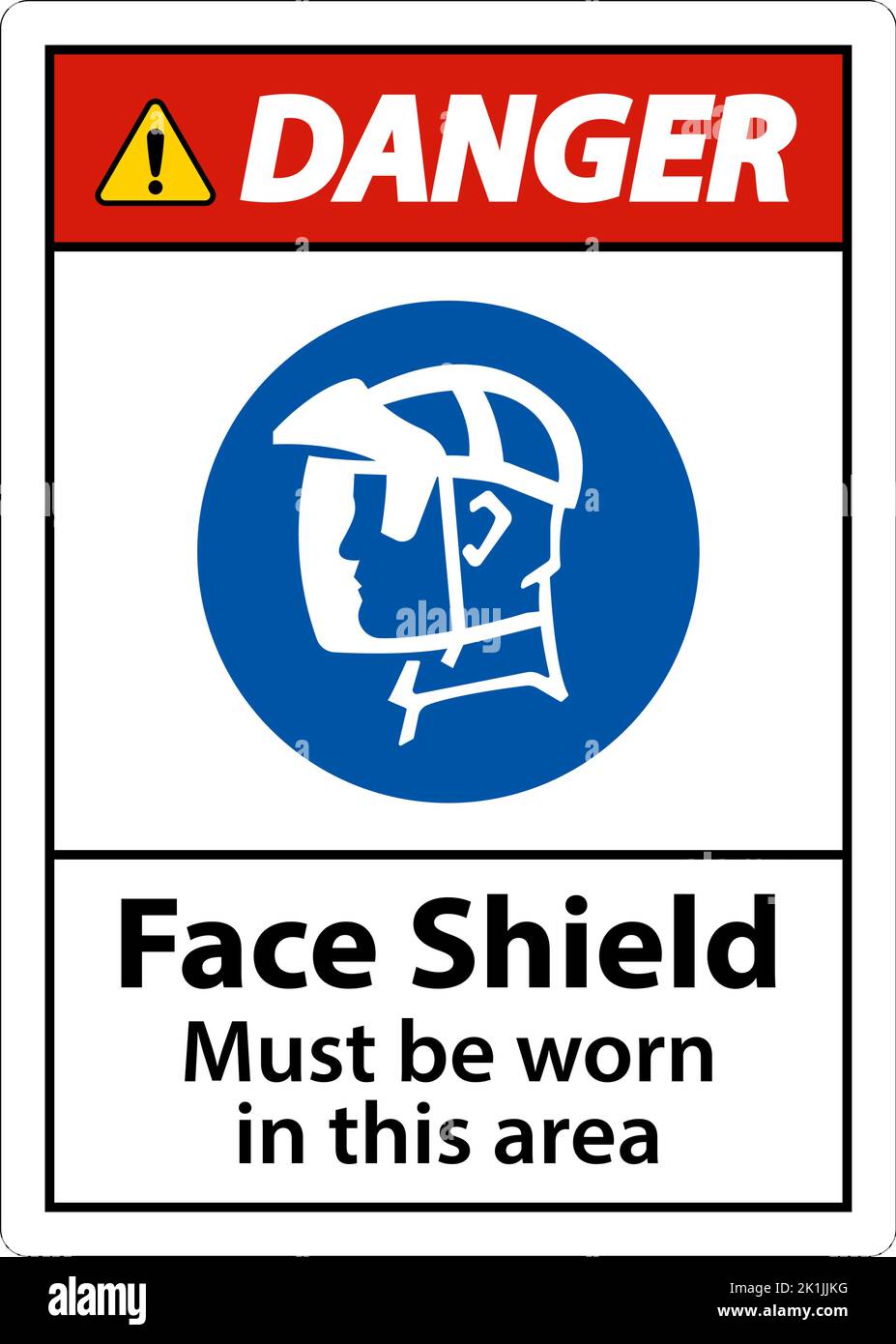 Danger Face Shield Must Be Worn Sign On White Background Stock Vector ...