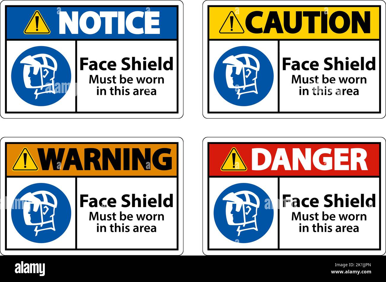 Face Shield Must Be Worn Sign On White Background Stock Vector Image ...