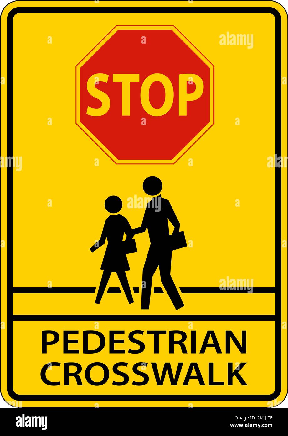Stop Pedestrian Crosswalk Sign On White Background Stock Vector Image ...